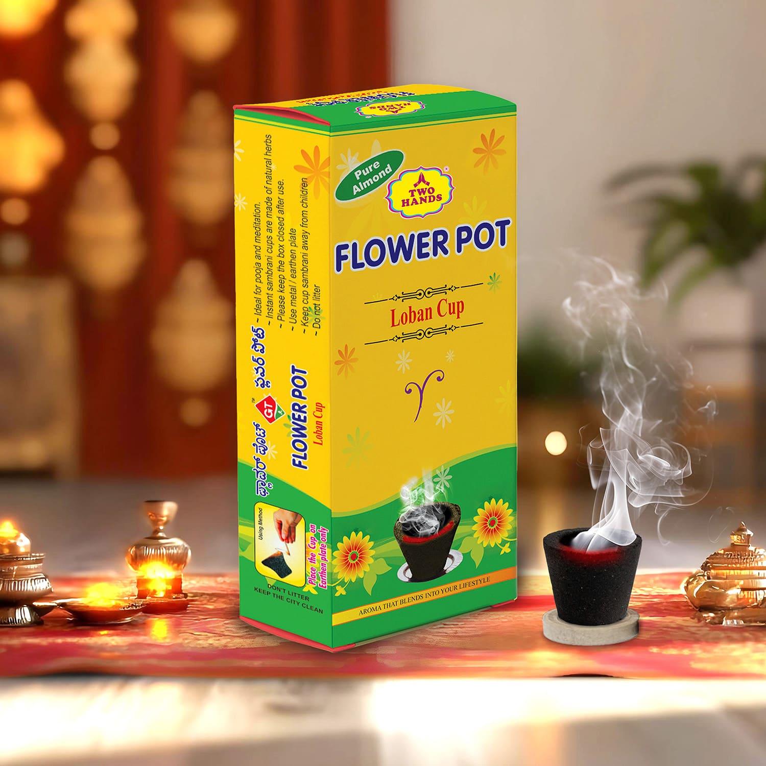 TwoHands Flower Pot Sambrani Cups / Dhoop Cup